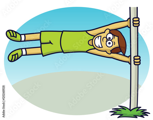 "Man Doing Flag Pole Exercise Cartoon Illustration" Stock image and ...