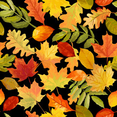 Sewing fabric with Colorful Autumn Leaves Background - Seamless Pattern ...