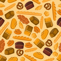Sewing fabric with Fresh bread seamless pattern for bakery design ...