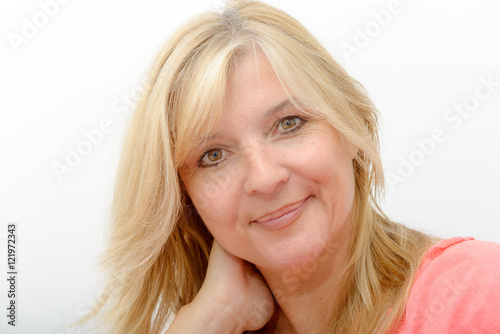 "Portrait of mature smiling blond woman" photo libre de droits sur la ...