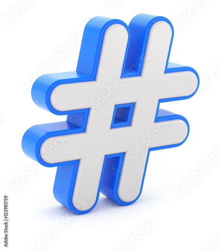 "3D blue-white hashtag sign on white background" photo libre de droits ...