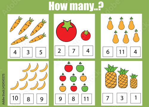 "Counting educational children game, kids activity worksheet. How many ...