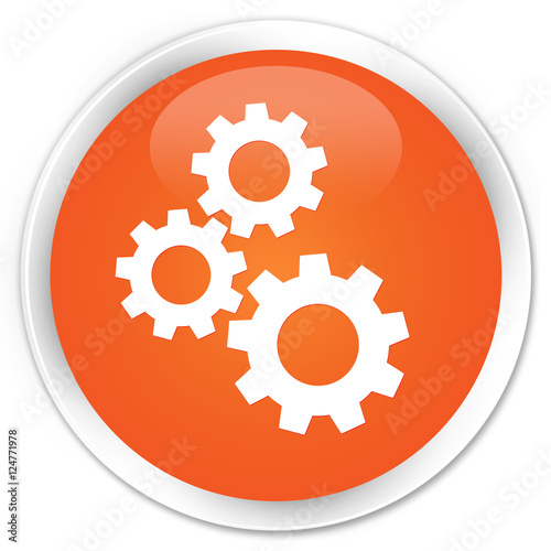 "Gears icon orange glossy round button" photo libre de droits sur la ...