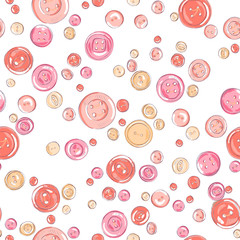 Sewing fabric with hand drawn buttons seamless vector pattern - CottonBee