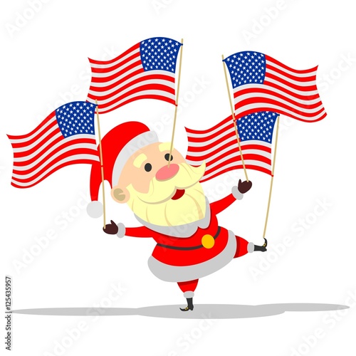 Santa Holding American Flag