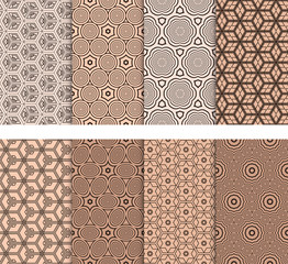 Sewing fabric with set of seamless geometric patterns. Geometric shape ...