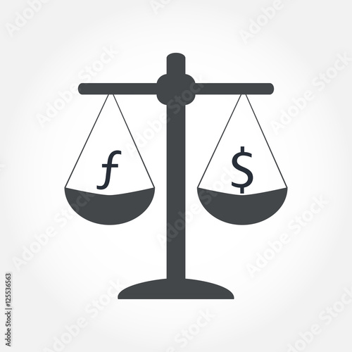 "Finance icon. Money currency on scales. Cash balance vector ...