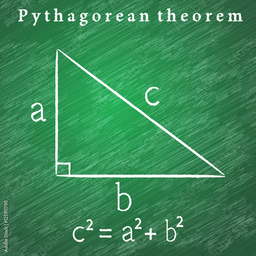 "Triangle on the blackboard, Pythagorean theorem" Stock image and ...