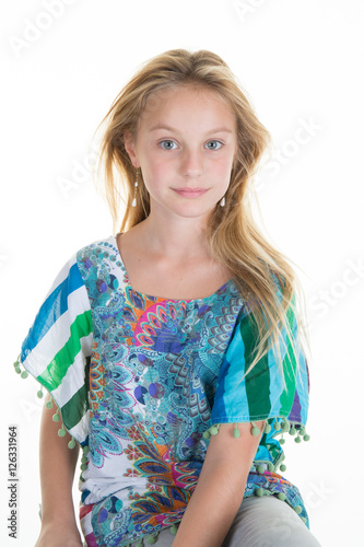 "Pretty fair-haired blond girl , on white background." Stock photo and ...