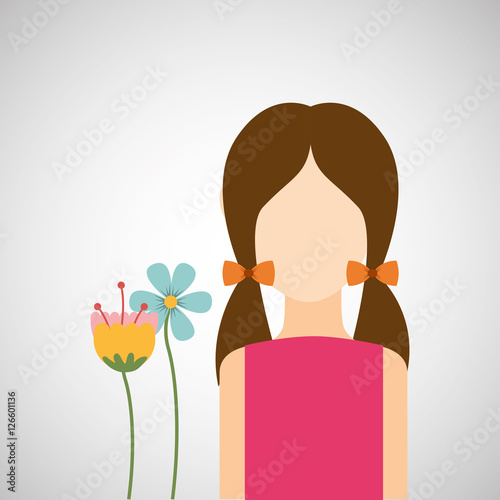 "cartoon girl delicate two flower graphic vector illustration eps 10 ...
