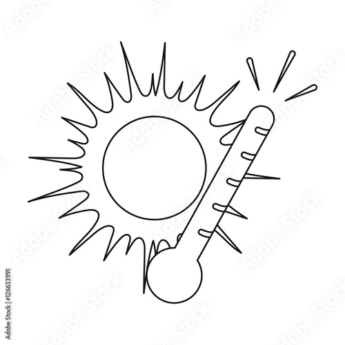 "Heat icon in outline style isolated on white background. Weather ...
