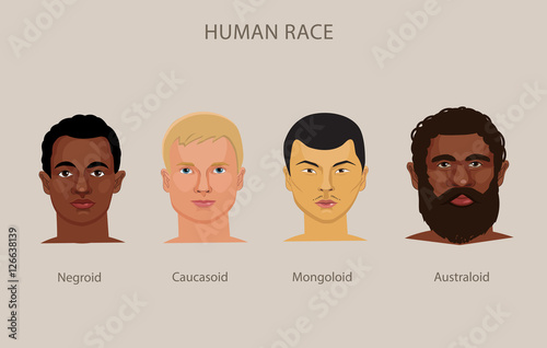 "Evolution Of Different Races Vector Set. Negroid, Mongoloid, Caucasoid ...