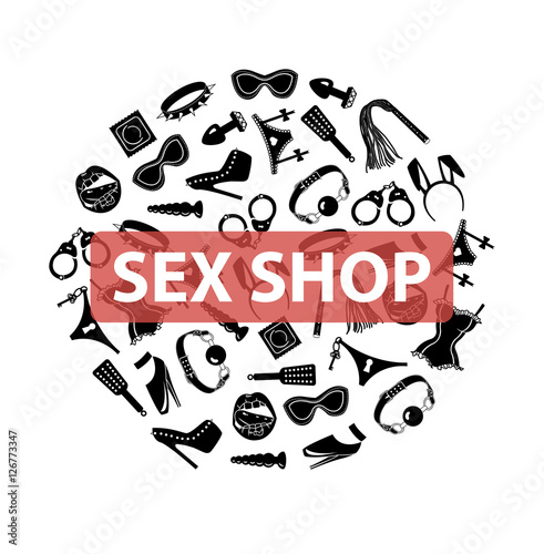Sex Toys Bdsm Icons Set In A Round Form Vector Illustration Stock