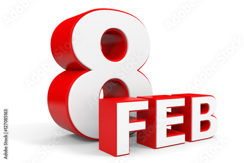 "February 8. 3d text on white background." Stock photo and royalty-free ...