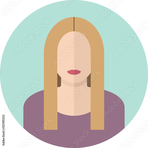 "Young woman with long blond hair flat icon. Modern design. Vector ...