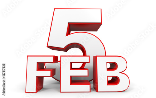 "February 5. 3d text on white background." Stock photo and royalty-free ...