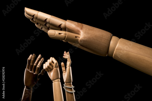 "Hands under a large nazi salute. Isolated on black background. With ...
