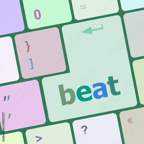 "beat word on keyboard key, notebook computer button" Stock photo and ...