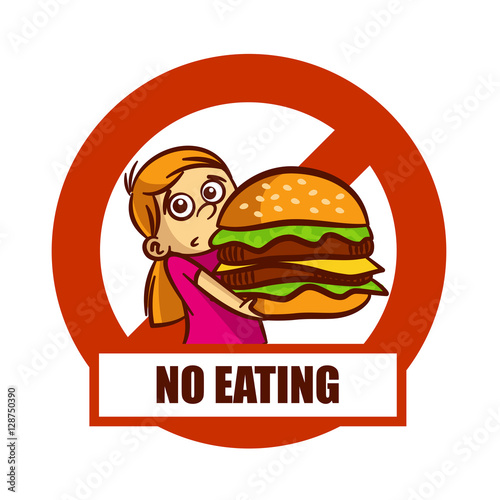 "Prohibition Sign No Eating Sticker" Stock image and royalty-free ...
