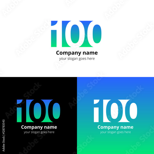 "100 logo icon flat and vector design template. Monogram years numbers ...