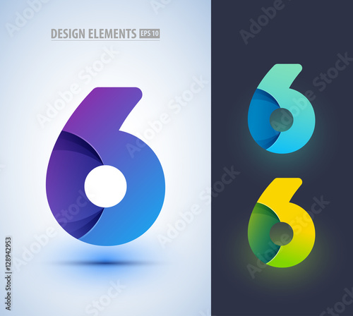 "Set of abstract number 6 collection. Can be used for corporate ...