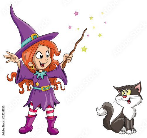 "Vektor Illustration einer niedlichen Hexe" Stockfotos und lizenzfreie ...