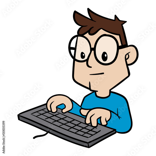 "Cartoon Person Typing on Keyboard Vector Illustration" Stock image and ...