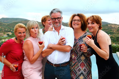 "womanizer/ macho man surrounded by beautiful women" Stock photo and ...