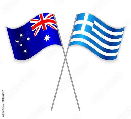 "Australian and Greek crossed flags. Australia flag combined with ...