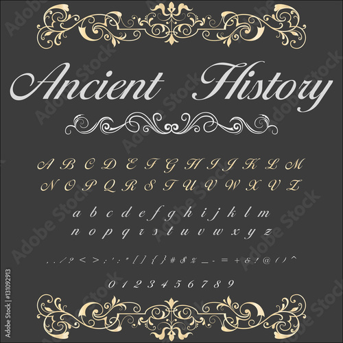 "Script Font Typeface ancient history vintage script font Vector ...