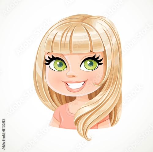 "Beautiful blonde girl with straight hair length of shoulder blad ...