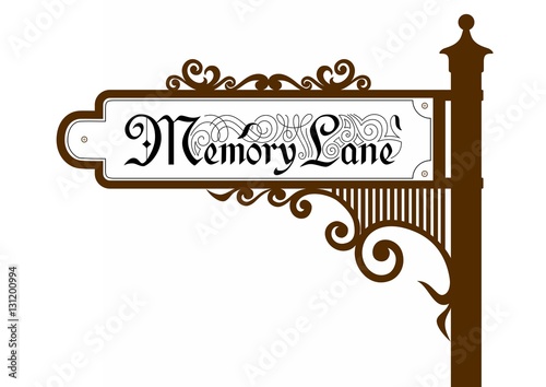 "Memory Lane, vintage street sign, illustration, isolated on white ...