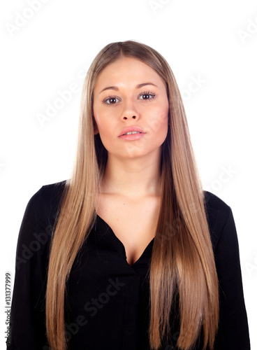 "Beautiful fashion girl with straight long blonde hair" Stock photo and ...