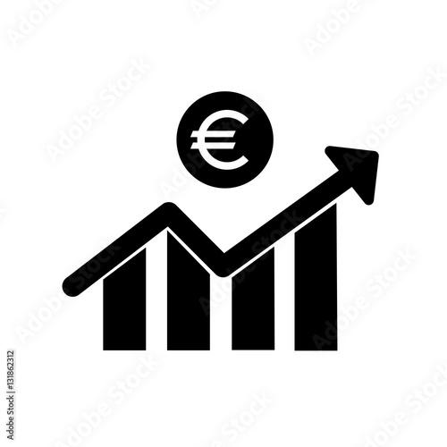 "Euro growth statistics symbol vector design isolated on white ...