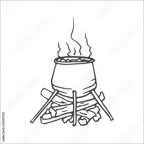"pot on the fire vector scetch" Stock image and royalty-free vector ...