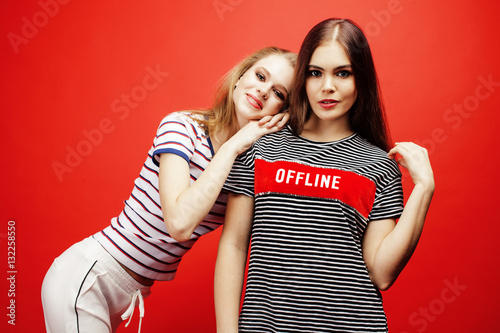 "two best friends teenage girls together having fun, posing emotional ...