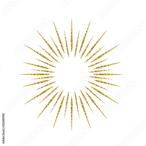"Sunburst gold glitter effect isolated on white background. Vintage ...