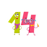 "Cute and funny colorful 17 number characters, cartoon vector ...