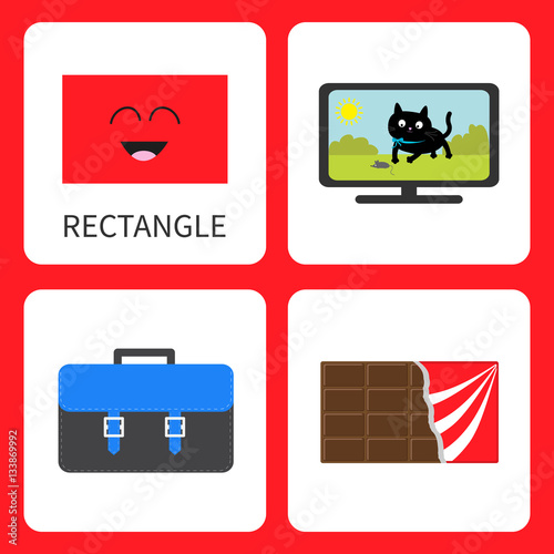 "Learning rectangle form shape. Smiling face. Cute cartoon character ...