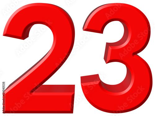 "Numeral 23, twenty three, isolated on white background, 3d rende ...