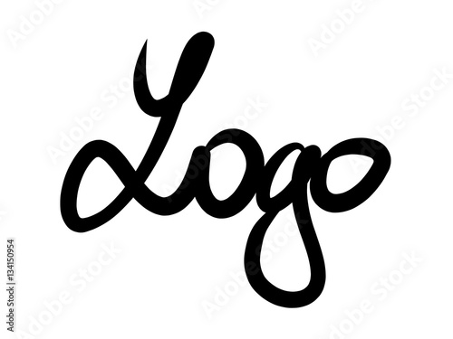 "Handwritten logo sign, black on white background" Stock image and ...