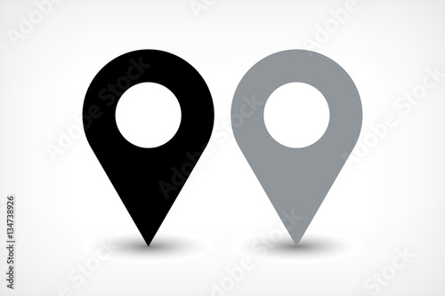 "Gray map pins sign icon in flat style" Stock image and royalty-free ...