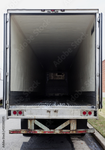 "Rear view of open empty delivery truck." Stock photo and royalty-free ...