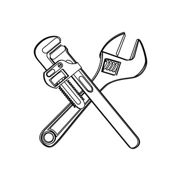 Crossed Pipe Wrenches Clip Art