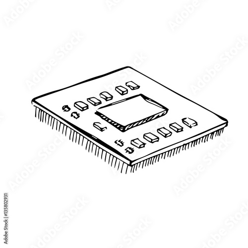 "Microprocessor, cpu, processor isolated on white background. Vector ...