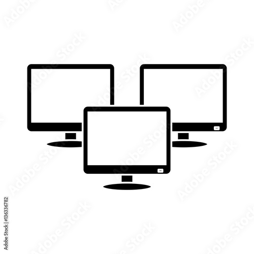 "three computer monitors icon image vector illustration design " Stock ...