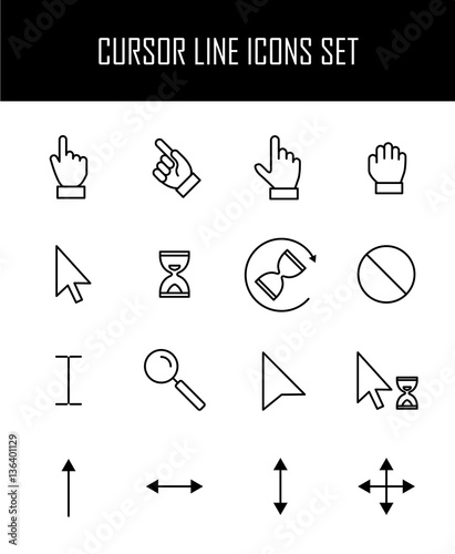 "Set of cursor icons in modern thin line style." Stock image and ...