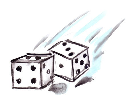 Dice On Fire Drawings