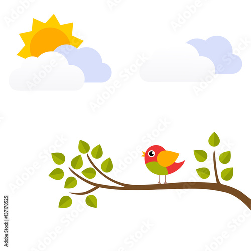 "cartoon bird on a branch vector" Stock image and royalty-free vector ...