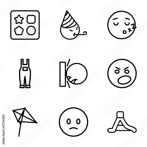 "Set of 9 fun outline icons" Stockfotos und lizenzfreie Vektoren auf ...